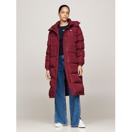 Steppmantel Tommy Jeans "TJW ALASKA LONG PUFFER EXT" Gr. S (36), rot (deep rouge), Damen, Web, Obermaterial: 100% Polyester. Futter: 100% Polyester, unifarben, Mäntel, mit Logostickerei