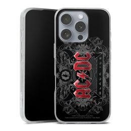 DeinDesign iPhone 16 Pro Handy Silikon H&uuml;lle Case transparent Handyh&uuml;lle Merchandise Black Ice Acdc Silikon Case