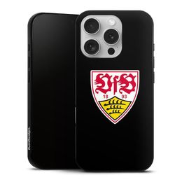 DeinDesign iPhone 16 Pro Handy Slim Case extra d&uuml;nn Silikon Handyh&uuml;lle schwarz H&uuml;lle Vfb Stuttgart Coat Of Arms Official Licensed Product Silikon Slim Case