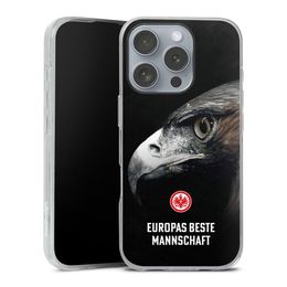 DeinDesign iPhone 16 Pro Handy Silikon H&uuml;lle Case transparent Handyh&uuml;lle European Cup Official Licensed Product Eintracht Frankfurt Silikon Case