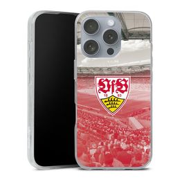 DeinDesign iPhone 16 Pro Handy Silikon H&uuml;lle Case transparent Handyh&uuml;lle Stadium Vfb Stuttgart Official Licensed Product Silikon Case