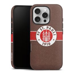 DeinDesign iPhone 16 Pro Handy Panzer Handyh&uuml;lle robuste Outdoor H&uuml;lle Schutzh&uuml;lle gl&auml;nzend Fc St. Pauli Logo Official Licensed Product Tough Case