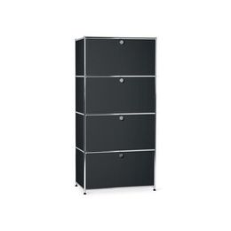 Tchibo Highboard Metall »CN3« mit 4 Klappenfächern - Schwarz