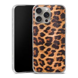 DeinDesign iPhone 16 Pro Max Handy Silikon H&uuml;lle Case transparent Handyh&uuml;lle Animal Print Leopard Fur Silikon Case