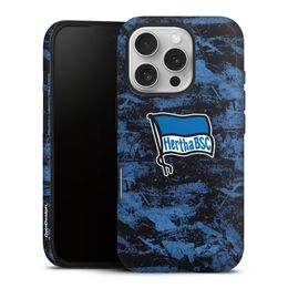 DeinDesign iPhone 16 Pro Handy Panzer Handyh&uuml;lle robuste Outdoor H&uuml;lle Schutzh&uuml;lle gl&auml;nzend Flag Hertha Bsc Logo Tough Case