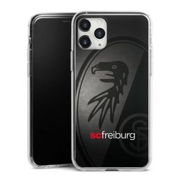DeinDesign iPhone 11 Pro Max Handy Silikon H&uuml;lle Case transparent Handyh&uuml;lle Official Licensed Product Sc Freiburg Metallic Look Silikon Case