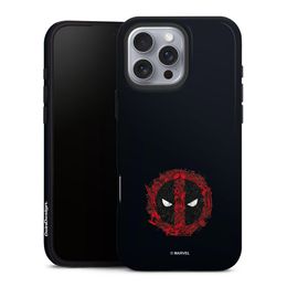 DeinDesign iPhone 16 Pro Max Handy Panzer Handyh&uuml;lle robuste Outdoor H&uuml;lle Schutzh&uuml;lle gl&auml;nzend Logo Marvel Deadpool Tough Case