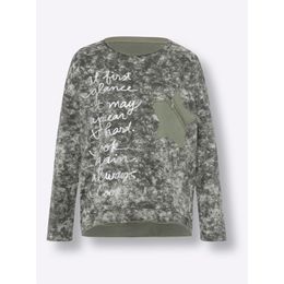 Heine Witt Damen Sweatshirt mit Rollkanten, khaki-bedruckt, Gr&ouml;&szlig;e 40