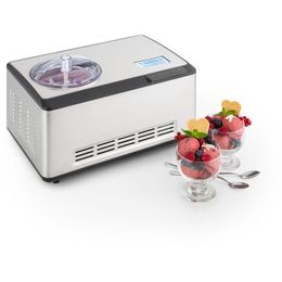 Klarstein - Dolce Bacio Eiscremebereiter Kompressions-Eismaschine Eismaschine auch für Sorbet, Frozen Yogurt (2 Liter, 180 Watt, Timer, LCD-Display,