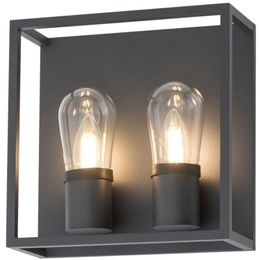 Licht-Erlebnisse - Wandleuchte außen Aluminium Glas IP54 Graphit E14 2-flammig eckig Modern Außenlampe Wand