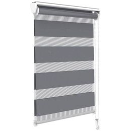 Doppelrollo klemmfix ohne Bohren, Duo Rollo Klemmrollo für Fenster und Tür, 90x150 cm, Grau - VOUNOT