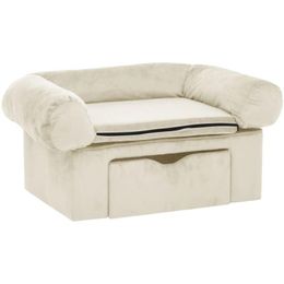 vidaXL - Hundesofa mit Schublade Creme 75x50x38 cm Plüsch