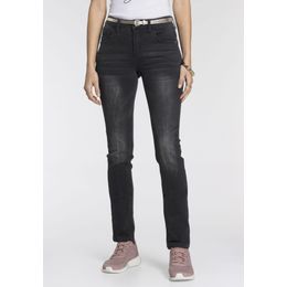 Relax-fit-Jeans Kangaroos "RELAX-FIT HIGH WAIST" Gr. 32, N-Gr, schwarz (black, used) Damen Jeans