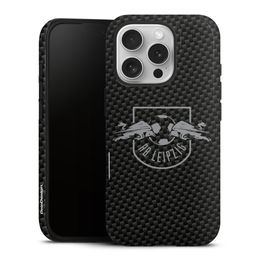 DeinDesign iPhone 16 Pro Handy Panzer Handyh&uuml;lle robuste Outdoor H&uuml;lle Schutzh&uuml;lle gl&auml;nzend Rb Leipzig Carbon Metallic Look Tough Case
