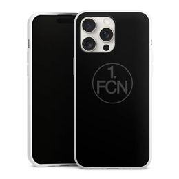 DeinDesign iPhone 15 Pro Max Handy Silikon H&uuml;lle Case wei&szlig; Handyh&uuml;lle 1. Fcn 1. Fc N&uuml;rnberg Logo Silikon Case
