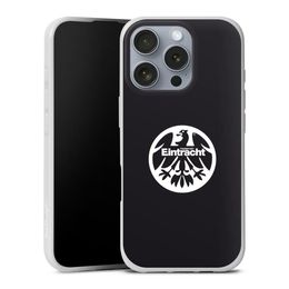 DeinDesign iPhone 16 Pro Handy Silikon H&uuml;lle Case wei&szlig; Handyh&uuml;lle Logo Eintracht Frankfurt Eagle Silikon Case