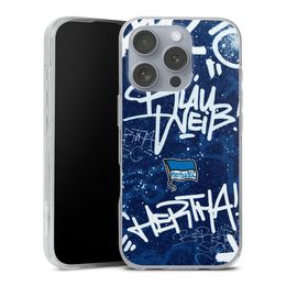 DeinDesign iPhone 16 Pro Handy Silikon H&uuml;lle Case transparent Handyh&uuml;lle Official Licensed Product Hertha Bsc Graffiti Silikon Case