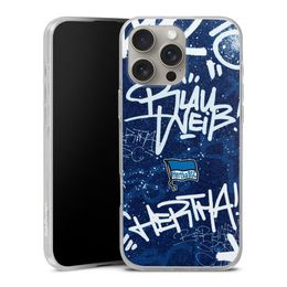 DeinDesign iPhone 16 Pro Max Handy Silikon H&uuml;lle Case transparent Handyh&uuml;lle Official Licensed Product Hertha Bsc Graffiti Silikon Case