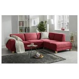 Ecksofa Max Winzer "Blackpool modern, mittlere Sitzhärte mit hochwertiger Schaumpolsterung" Sofas Gr. B/H/T: 248cm x 75cm x 188cm, Flachgewebe 16001, Ottomane rechts, rot Lounge-Charakter durch niedrigen, leicht gewölbten Rücken