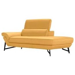 Ottomane Egoitaliano "Narcisa, Designsofa" Sofas Gr. B/H/T: 174cm x 96cm x 110cm, Leder BULL, Ottomane rechts, gelb mit verstellbarer Kopfstütze, Solitärmöbel als Blickfang