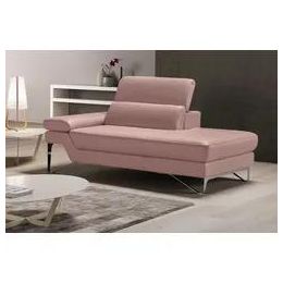 Ottomane Egoitaliano "Princess, elegantes Designsofa mit erstklassigem Sitzkomfort" Sofas Gr. B/H/T: 177cm x 95cm x 108cm, Leder NUVOLE, Armlehne links, rosa (altrosa) inkl. verstellbarem Kopfteil und edle Designmetallfüße