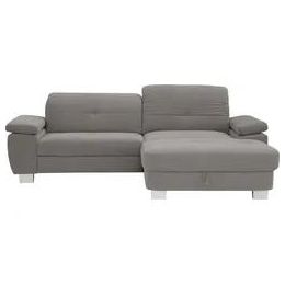 Ecksofa Alina "Becca" Sofas Gr. B/H/T: 268cm x 97cm x 184cm, Struktur TTA, Recamiere rechts, ohne Bettfunktion-ohne Bettkasten, grau (grau tta 19) inkl. Kopfteilverstellung, wahlweise mit Bettfunktion und Bettkasten