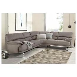 Ecksofa Trendmanufaktur "Cecilia II, in italienischen Design, bequem, hoher Sitzkomfort, L-Form" Sofas Gr. B/H/T: 280cm x 87cm x 240cm, Struktur fein, langer Schenkel links, ohne Funktion, braun (tan)