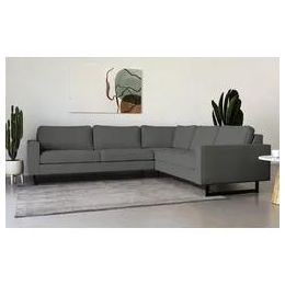 Ecksofa Places of Style "Pinto, 250/290 cm, langer Schenkel, XXL, Ottomane" Sofas Gr. B/H/T: 290cm x 85cm x 250cm, Chenille, langer Schenkel rechts, schwarz (onyx) Cord, Feincord, Luxus-Microfaser Leder und Chenille