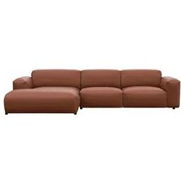 Ecksofa FLEXLUX "Lucera bequem und komfortabel durch hochwertigen Sitzaufbau, L-Form", braun (old chestnut braun), B:319cm H:73cm T:171cm, 100% Echteder, Sofas, modern & anschmiegsam, Kaltschaum, Stahl-Wellenunterfederung