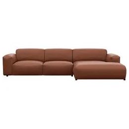 Ecksofa FLEXLUX "Lucera bequem und komfortabel durch hochwertigen Sitzaufbau, L-Form" Sofas Gr. B/H/T: 319cm x 73cm x 171cm, Echtleder, Chaiselongue rechts, braun (old chestnut brown) modern & anschmiegsam, Kaltschaum, Stahl-Wellenunterfederung