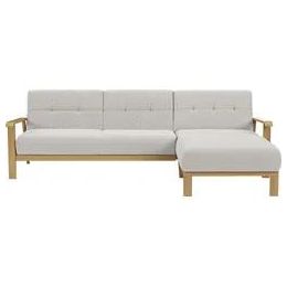 Sit & More Ecksofa SIT & MORE "Billund L-Form" Sofas Gr. B/H/T: 264cm x 88cm x 183cm, Chenille, Recamiere rechts, ohne Schlaffunktion, beige Armlehnen aus eichefarbigem Buchenholz, verschiedene Bezüge und Farben