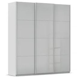 Schwebetürenschrank Rauch "Kleiderschrank Schrank Garderobe AGORDO mit Glasfront" Schränke Gr. B/H/T: 203cm x 229cm x 62cm, 3 St., grau (seidengrau/glas seidengrau) durchdachte Innenausstattung, in 4 Breiten und 2 Höhen MADE IN GERMANY