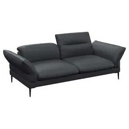 2,5-Sitzer FLEXLUX "Salino, Funktionssofa, Relaxsofa" Sofas Gr. B/H/T: 215cm x 88cm x 105cm, Echtleder, schwarz (deep black) Sofa mit Arm- und Kopfteil-Verstellungen, Kaltschaum & Stahl-Wellen