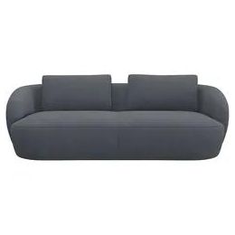 3-Sitzer FLEXLUX "Torino, rund, Couch, Dreisitzer" Sofas Gr. B/H/T: 217cm x 85cm x 102cm, Lederoptik, grau (elephant grey) Modernes, organisches Sofa-Design, Kaltschaum, Wellenunterfederung