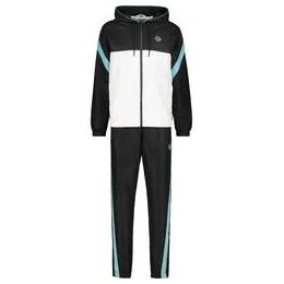 Trainingsanzug Sergio Tacchini "DIAGONALLEY HOODIE TRACKSUIT Herren" Gr. M, schwarz-weiß (schwarz, weiß), Herren, 100% POLYESTER, Sportanzüge, Trainingsanzug Herren, Tracksuit, Retro, Outdoor, Jogging, Streetwear