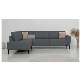 Ecksofa Andas "Melby" Sofas Gr. B/H/T: 275cm x 87cm x 205cm, Struktur weich, Ottomane links, grau (anthrazit) Breite 275 cm, in einem weichen Struktur Stoff, lose Rückenkissen