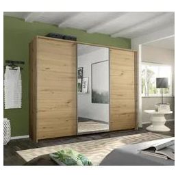 Schwebetürenschrank Rauch "Kleiderschrank Schrank Garderobe Wäscheschrank TOMA mit Passepartout" Schränke Gr. B/H/T: 278 cm x 214 cm x 64 cm, Passepartout ohne Beleuchtung, braun (eiche artisan) inkl. Regaleinsatz sowie zusätzlichen Einlegeböden MADE IN GERMANY