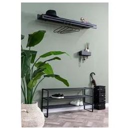 Garderobenleiste SPINDER DESIGN "SWAY 120", schwarz, B:120cm H:18cm T:30cm, Stahl, Garderobenhalter, 2-in-1 Wandregal + Garderobe