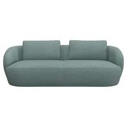 3-Sitzer FLEXLUX "Torino, rund, Couch, Dreisitzer" Sofas Gr. B/H/T: 217cm x 85cm x 102cm, Boucle, blau (sky blue) Modernes, organisches Sofa-Design, Kaltschaum, Wellenunterfederung