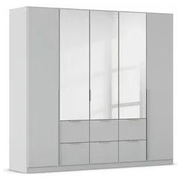 Drehtürenschrank Rauch "Kleiderschrank Schrank Garderobe AGORDO mit Dekor- oder Hochglanzfront" Schränke Gr. B/H/T: 226 cm x 210 cm x 54 cm, 5 St., grau (seidengrau) mit Außenschubkästen, in 6 Breiten und 2 Höhen MADE IN GERMANY