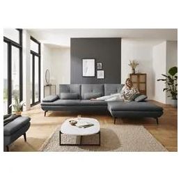 Ecksofa DIE PLANBAR "MP-IN23002 L-Form" Sofas Gr. B/H/T: 322cm x 93cm x 188cm, Ottomane rechts, Armteilverstellung-Sitztiefenverstellung, schwarz (cyber anthrazit) wahlweise mit Armteil- und Sitztiefenverstellung