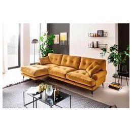 Ecksofa TRENDS BY HG "Samir L-Form" Sofas Gr. B/H/T: 275cm x 89cm x 157cm, Luxus-Microfaser, Recamiere links, gelb (mustard) mit Strasssteinen und goldfarben Applikationen