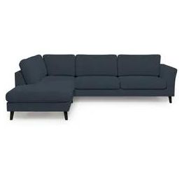 Ecksofa Home Affaire "Gröde, L-Form" Sofas Gr. B/H/T: 278cm x 88cm x 202cm, Flachgewebe, Ottomane links, blau extra weicher Sitzkomfort