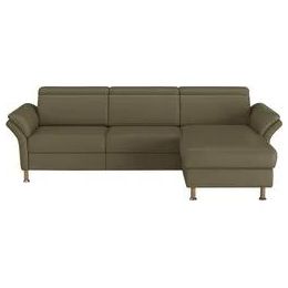 Ecksofa Home Affaire "Calypso L-Form" Sofas Gr. B/H/T: 260cm x 85cm x 172cm, Luxus-Microfaser, Recamiere rechts, mit Kopfteilverstellung-mit Armteilfunktion-ohne Bettfunktion-ohne Bettkasten-mit Relaxfunktion im Sofa 2,5- Sitzer-mit Relaxfunktion in der Recamiere, grün (olive) mit motorischen Funktionen im Sofa und Recamiere