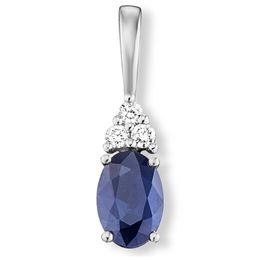 Ketten-Anhänger Vivance "0.04 ct Diamant Brillant Safir Anhänger aus 585 Weißgold" Schmuckanhänger Gr. 0.04 ct mit Diamant, Weißgold 585-Diamanten, silberfarben (silber) Damen Gold Schmuck