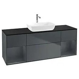 Villeroy & Boch Villeroy und Boch Finion Waschtischunterschrank G862HGHG 160cm, Abdeckplatte black matt, Emotion, Regale Midnight matt lacquer, Midnight Blue Matt Lacquer