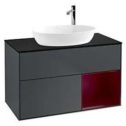 Villeroy & Boch Villeroy und Boch Finion Waschtischunterschrank G902HBHG 100cm, Abdeckplatte black matt, Emotion, Regale Peony matt lacquer, Midnight Blue Matt Lacquer