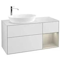 Villeroy & Boch Villeroy und Boch Finion Waschtischunterschrank G931HHMT 120cm, Abdeckplatte white matt, Emotion, Regale sand matt lacquer, White matt lacquer