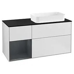 Villeroy & Boch Villeroy und Boch Finion Waschtischunterschrank G272HGMT 120cm, Abdeckplatte black matt, Emotion, Regal links Midnight Blue Matt Lacquer, White matt lacquer