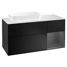 Villeroy & Boch Villeroy und Boch Finion Waschtischunterschrank G281GKPD 120cm, Abdeckplatte white matt, Emotion, Regal rechts Anthracite matt, Black matt lacquer